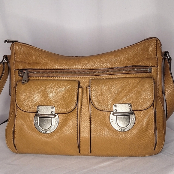 Fossil | Bags | Fossil Tan Leather Crossbody Bag Soft Pebbled Shoulder ...